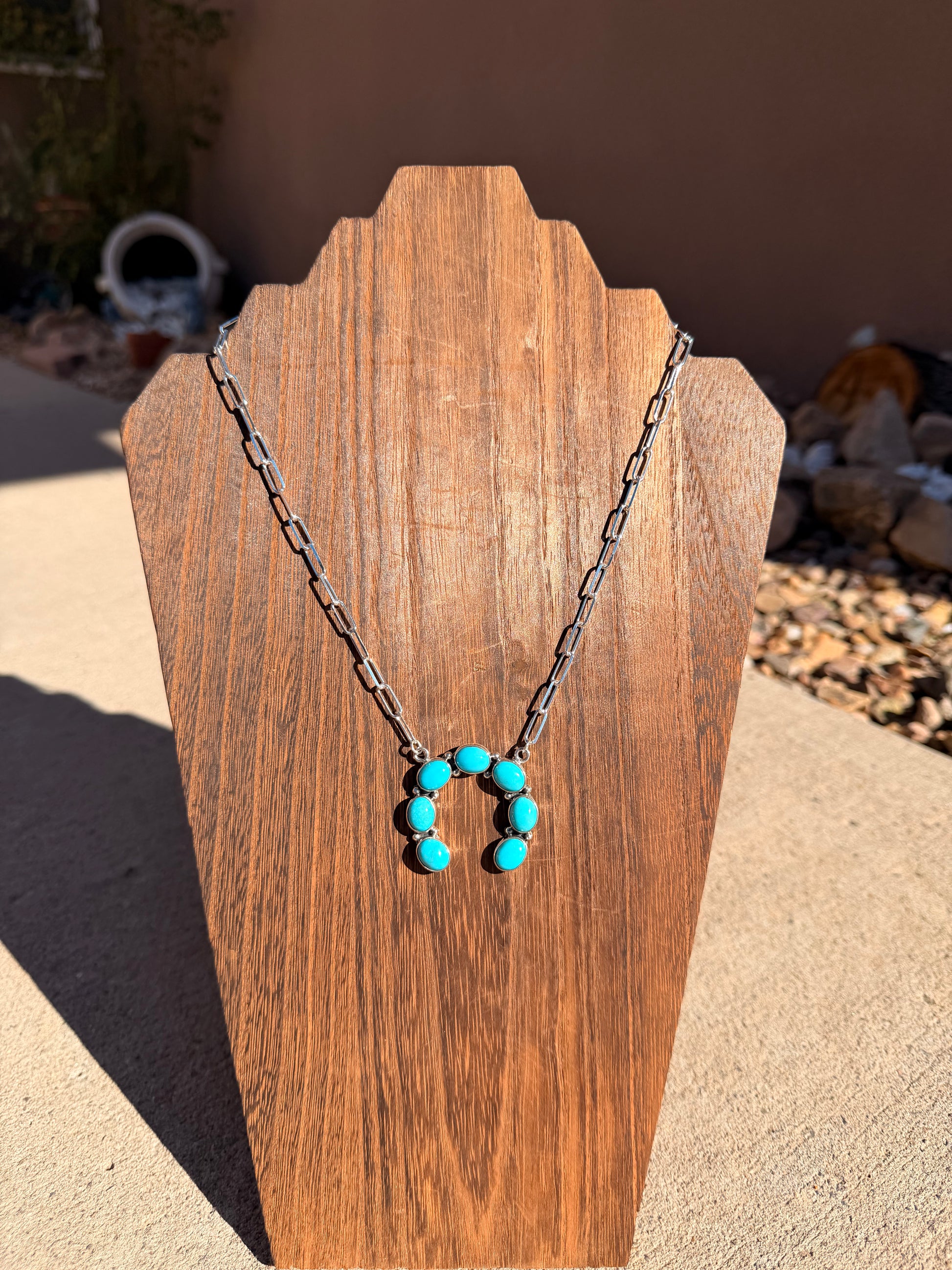 Sleeping Beauty TQ Naja Bar Necklace – Silver Cactus Co